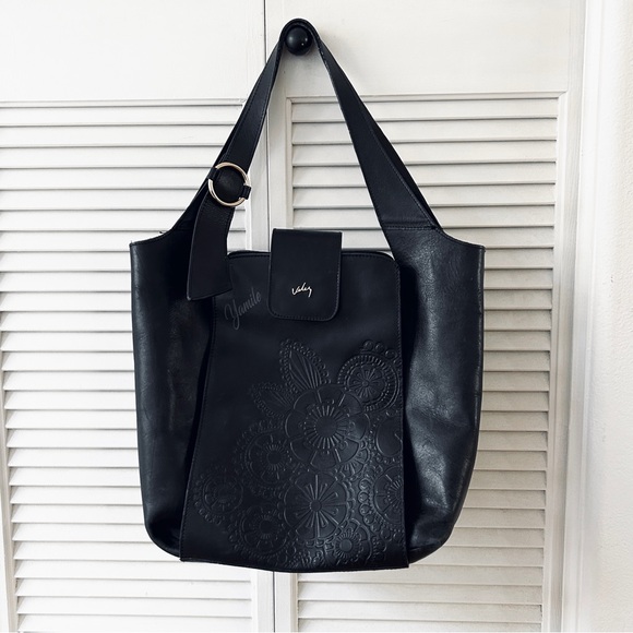Velez | Bags | Velez Embossed Leather Purse Black Tote Hobo Bag | Poshmark